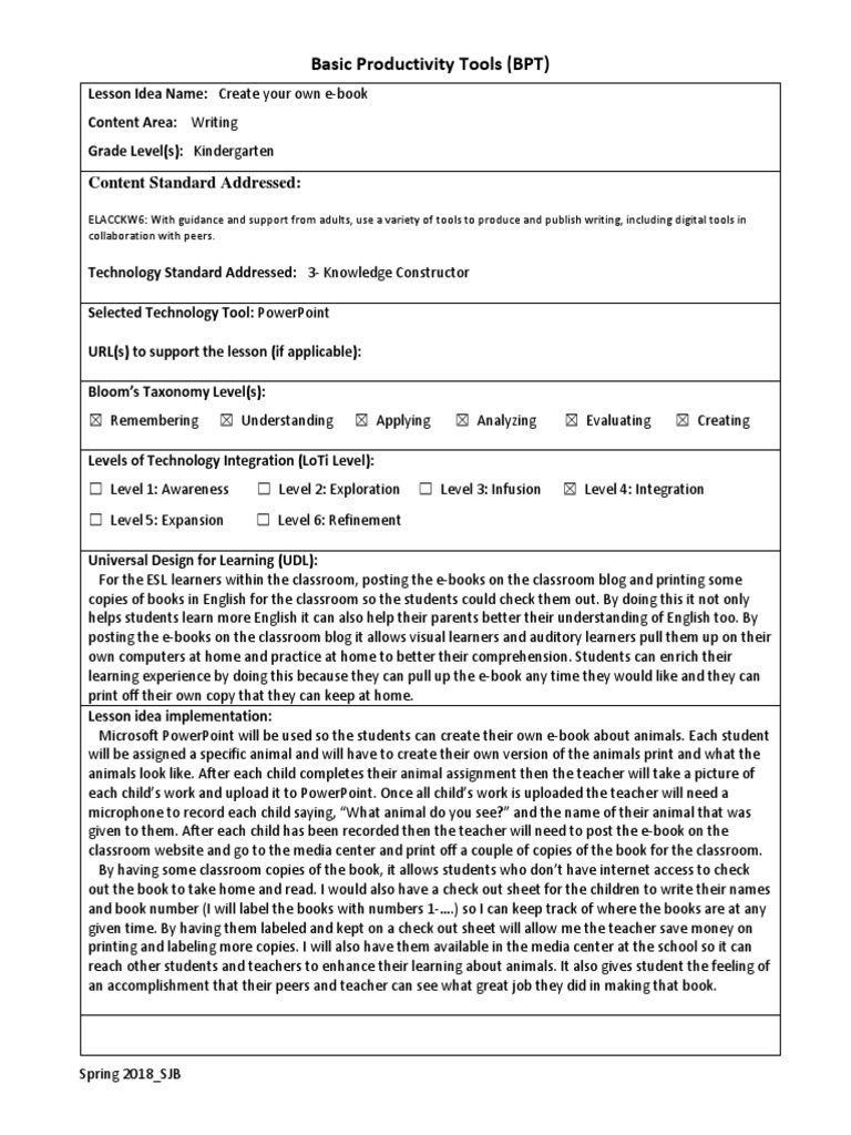 Bpts Lesson Plan | PDF | Books | Educational Psychology