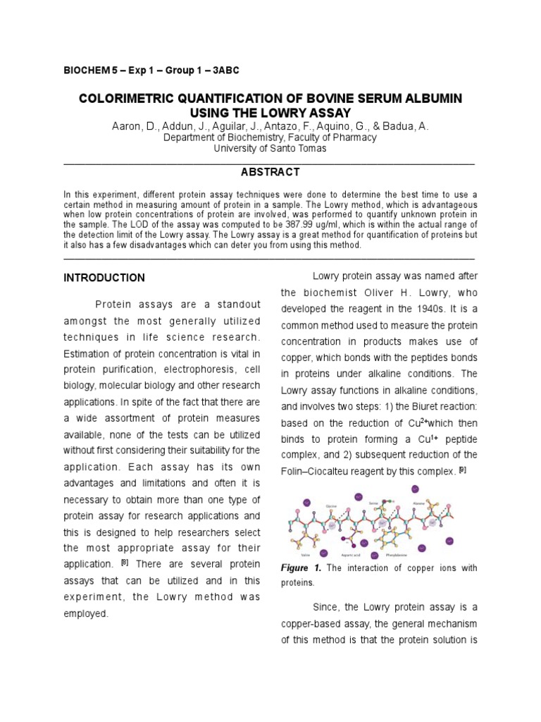 Lowry Assay | Download Free PDF | Biochemistry | Chemistry