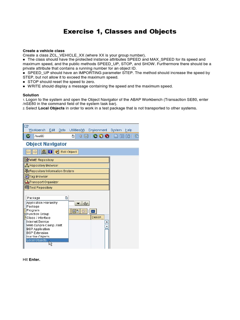 Abap Objects Exercise 1 Classes And Objects Global Pdf Method Computer Programming