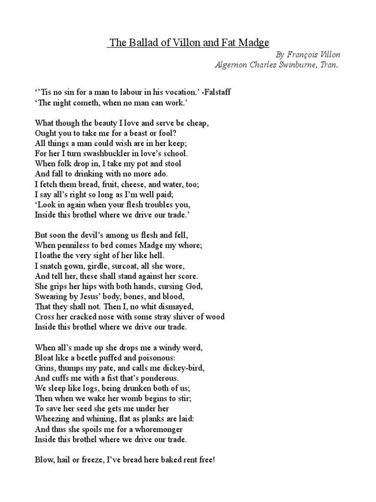 The Ballad of Villon and Fat Midge | PDF