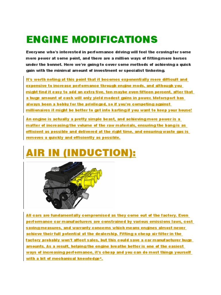 Engine Modifications: Air in (Induction) | PDF | Turbocharger | Engines