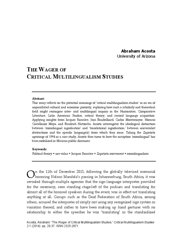 Abraham Acosta. Thresholds of Illiteracy | PDF | Zapatista Army Of ...