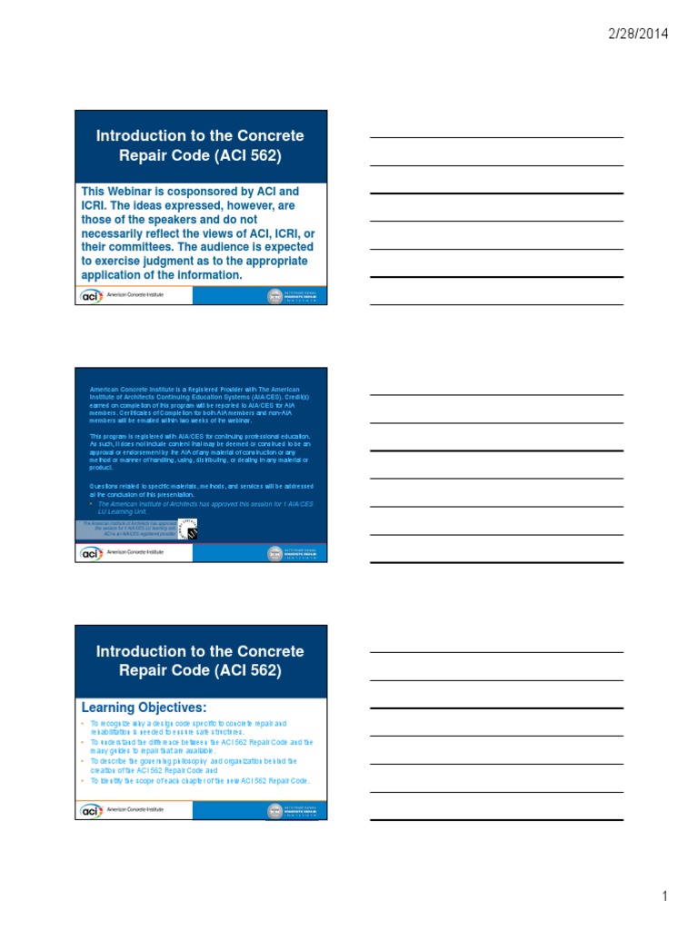 Introduction To The Concrete Repair Code (ACI 562) : Learning ...