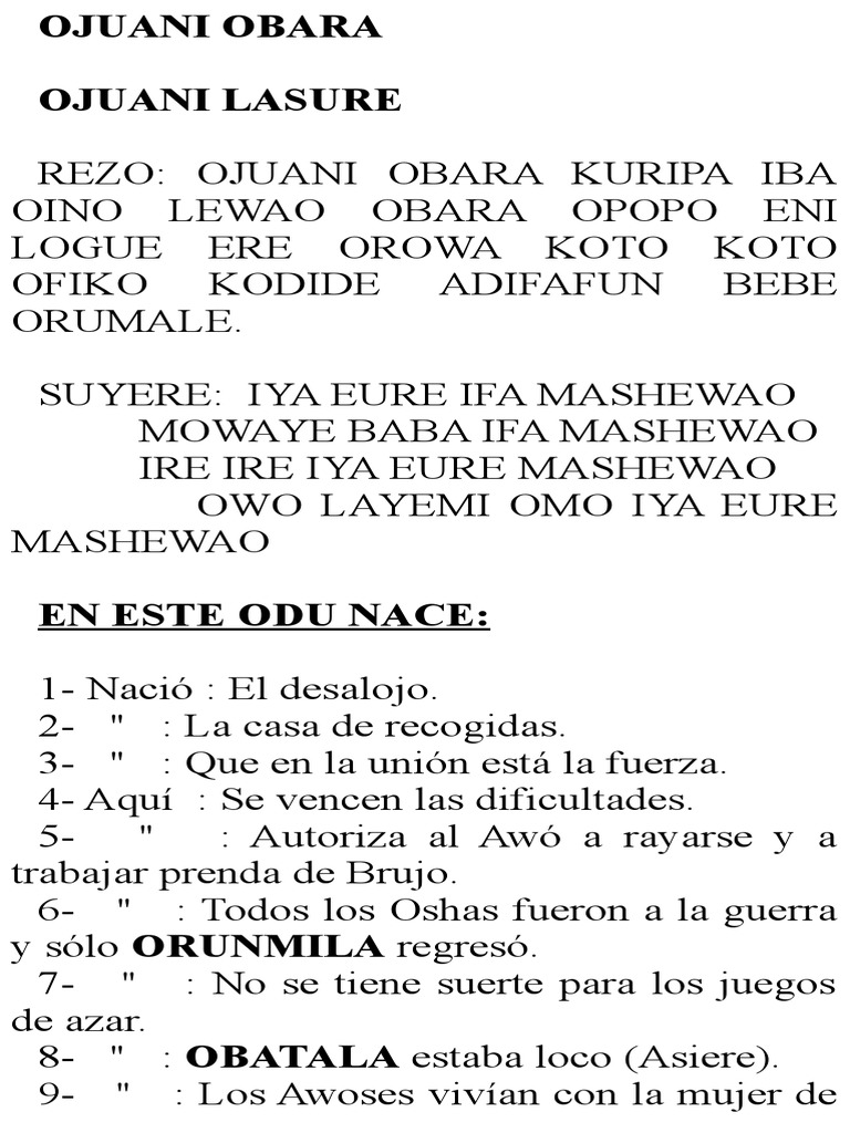 097.Ojuani Obara | Religión etnica | Santería