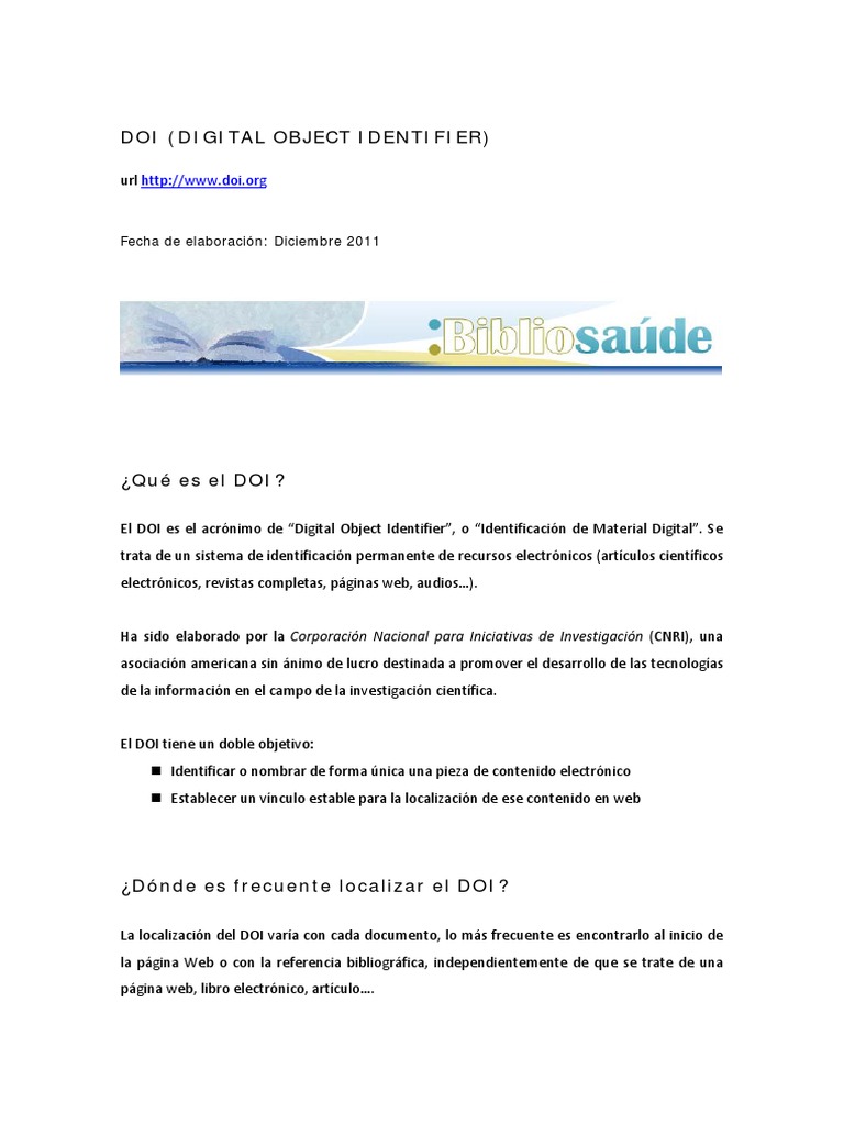 Doi PDF | PDF | Identificador de Objeto Digital | Página web