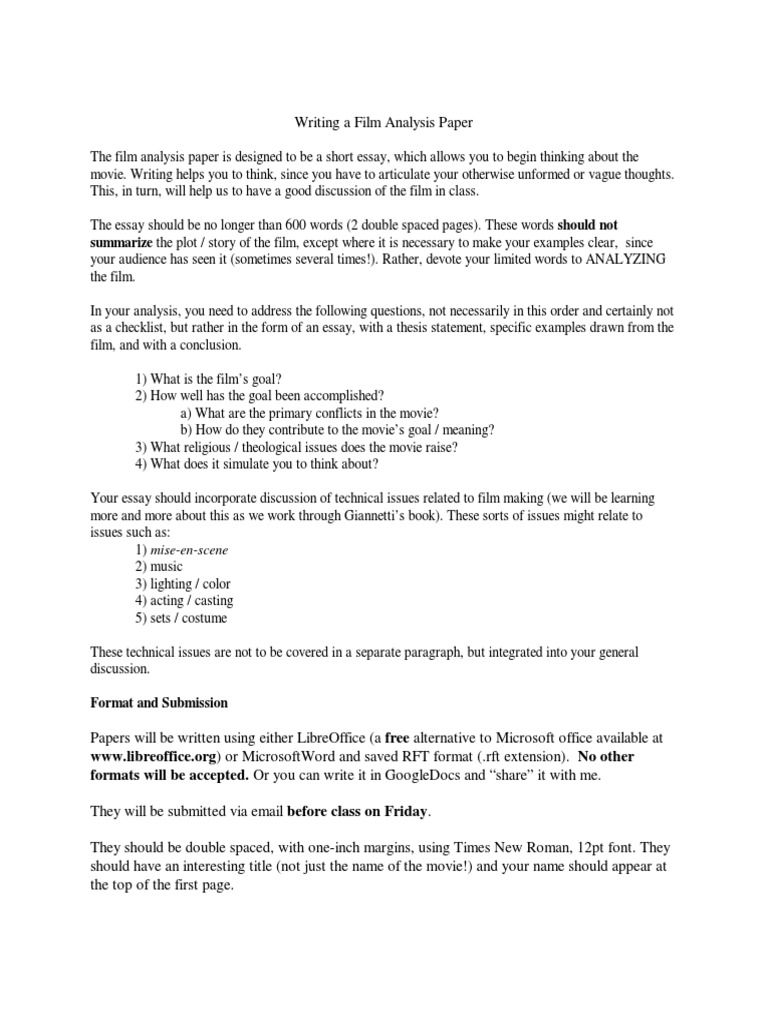 Film Analysis | PDF | Essays | Thesis