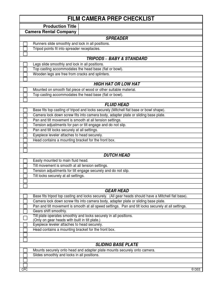Camera Prep Checklist | PDF | Camera Lens | Zoom Lens