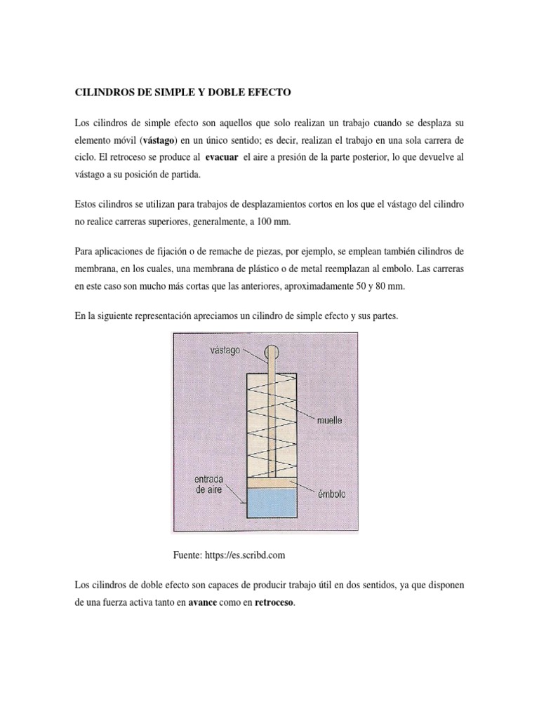 Cilindros de Simple y Doble Efecto | PDF | Pistón | Ingeniería mecánica