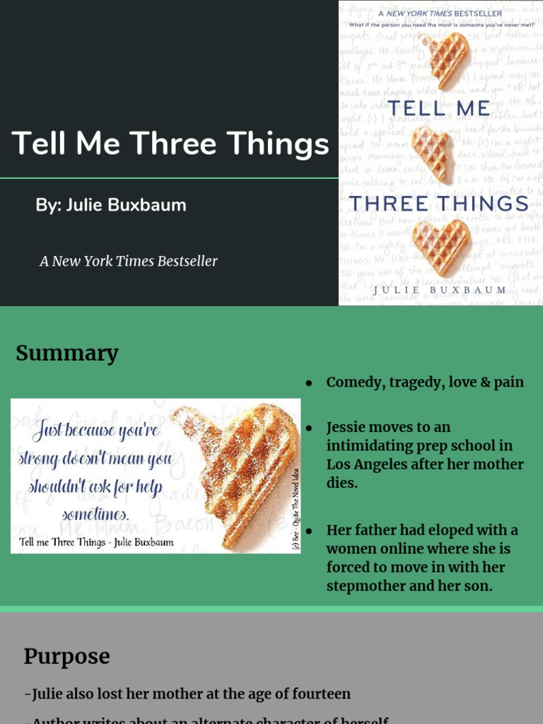 Tell Me Three Things: By: Julie Buxbaum | PDF