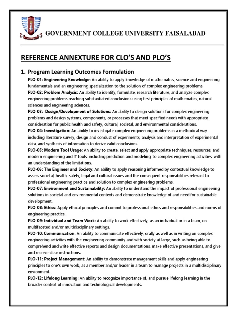 CLO Domains With All Details | PDF | Engineering | Design