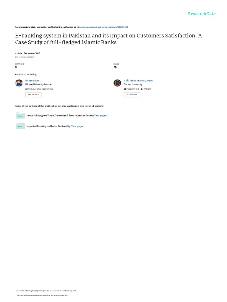 E Banking System in Pakistan and Its Impact On Customers Satisfaction | PDF