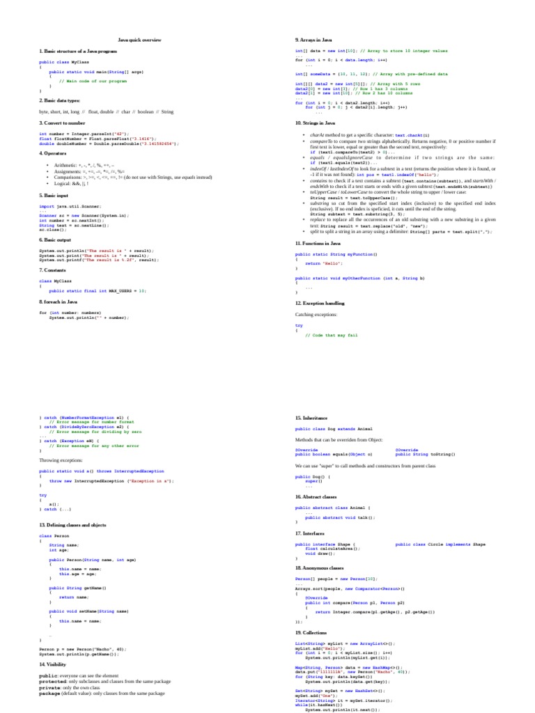 Java Quick Overview | PDF | Integer (Computer Science) | String (Computer Science)