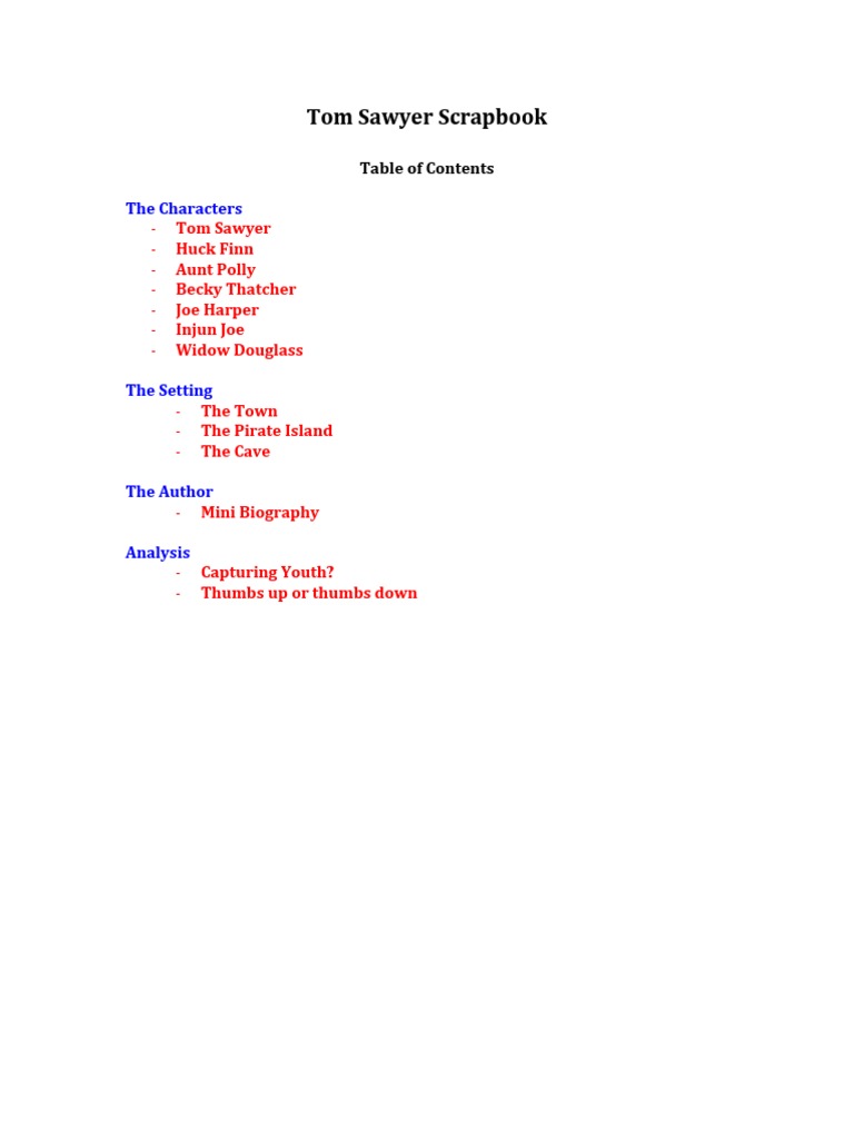 Tom Sawyer Scrapbook | PDF | Tom Sawyer | Huckleberry Finn