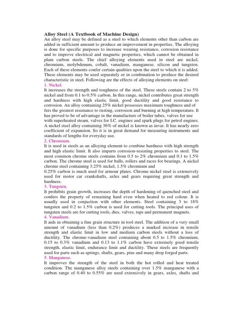 Alloy Steel (A Textbook of Machine Design) | PDF | Steel | Alloy