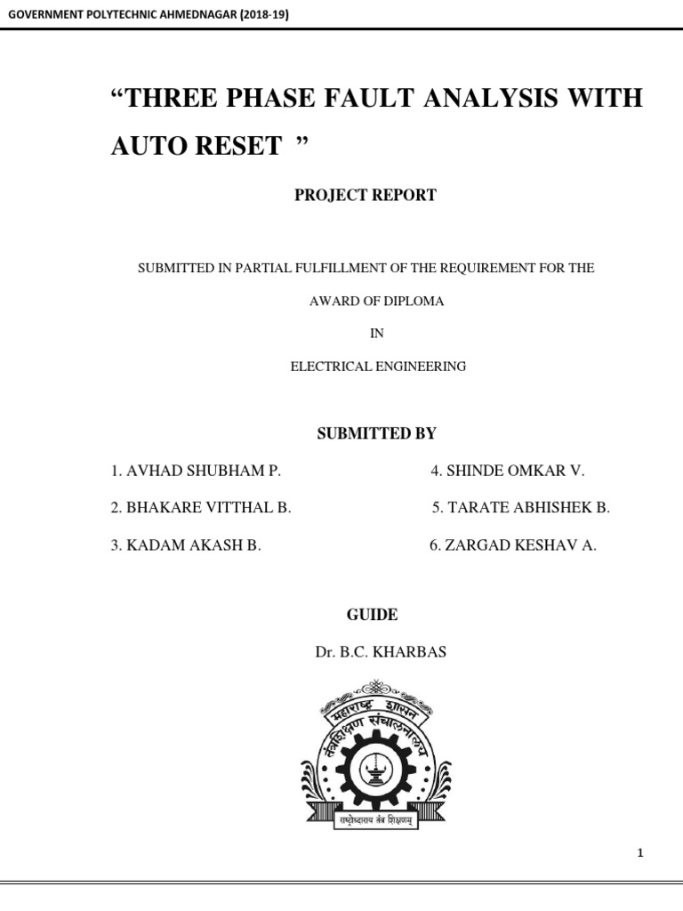 "Three Phase Fault Analysis With Auto Reset ": Project Report | PDF | Rectifier | Relay