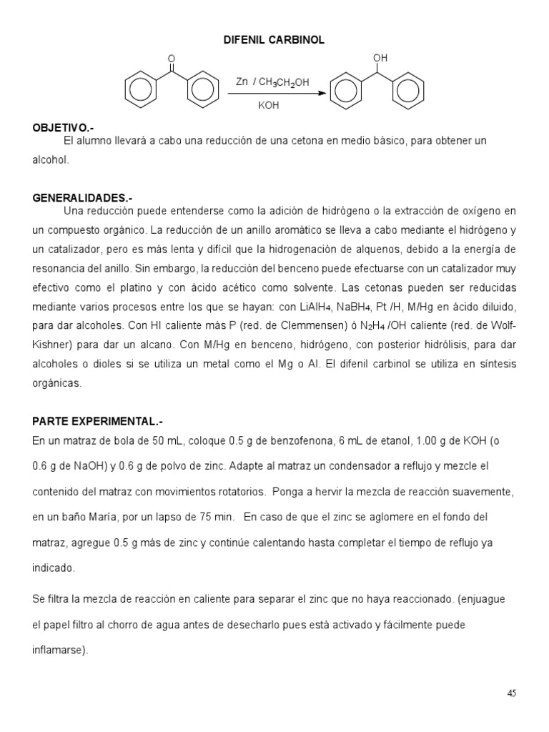 Sintesis Difenil Carbinol | PDF | Alcohol | Cetona