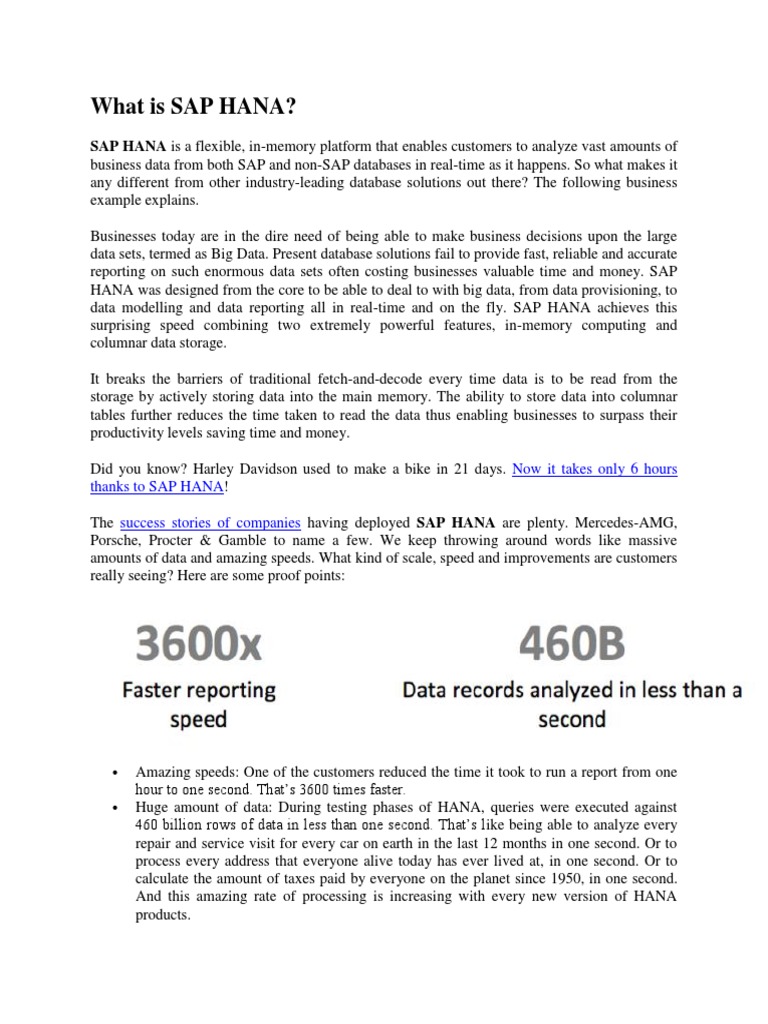 What Is SAP HANA?: SAP HANA Is A Flexible, In-Memory Platform That ...