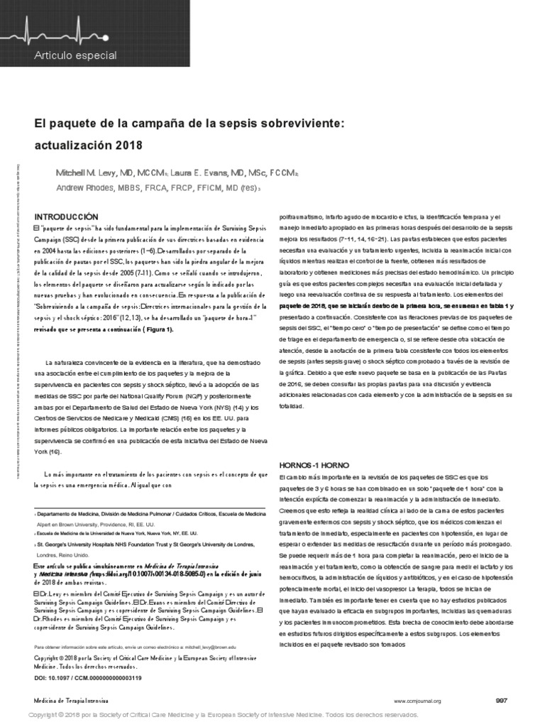 Surviving Sepsis Campaign Hour 1 Bundle 2018.en - Es | PDF | Septicemia ...