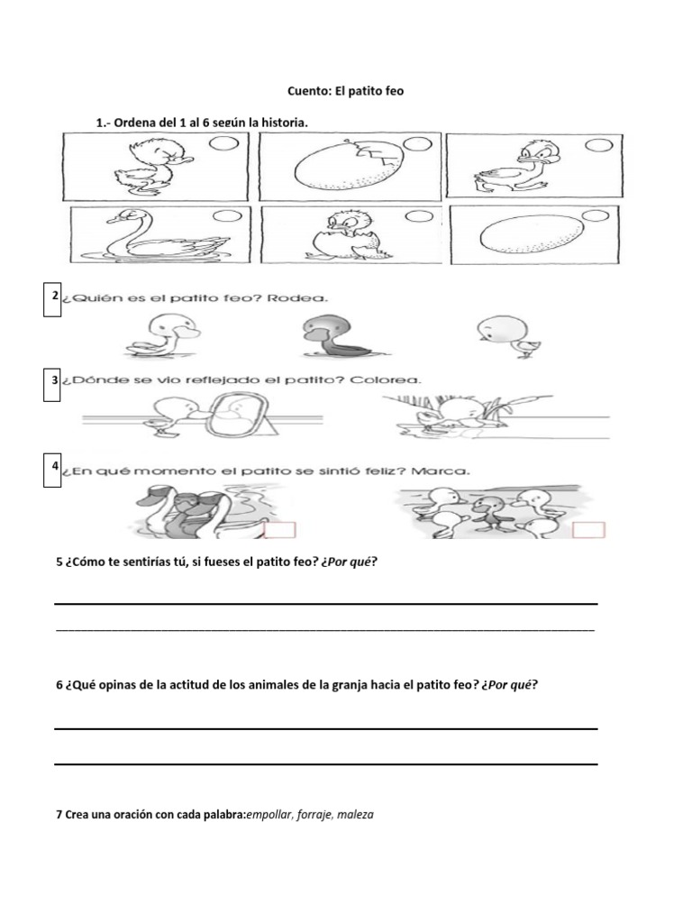 Actividades para el Patito Feo | PDF | Artes del Lenguaje y Comunicación