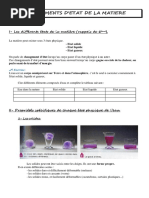 Les États de La Matière 5ème Exercices Correction | PDF | Molécules | Gaz