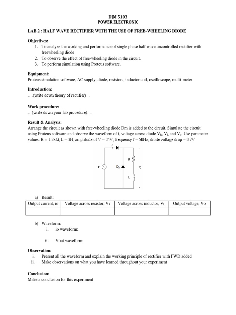 LAB 2 Half Wave Rectifier | PDF