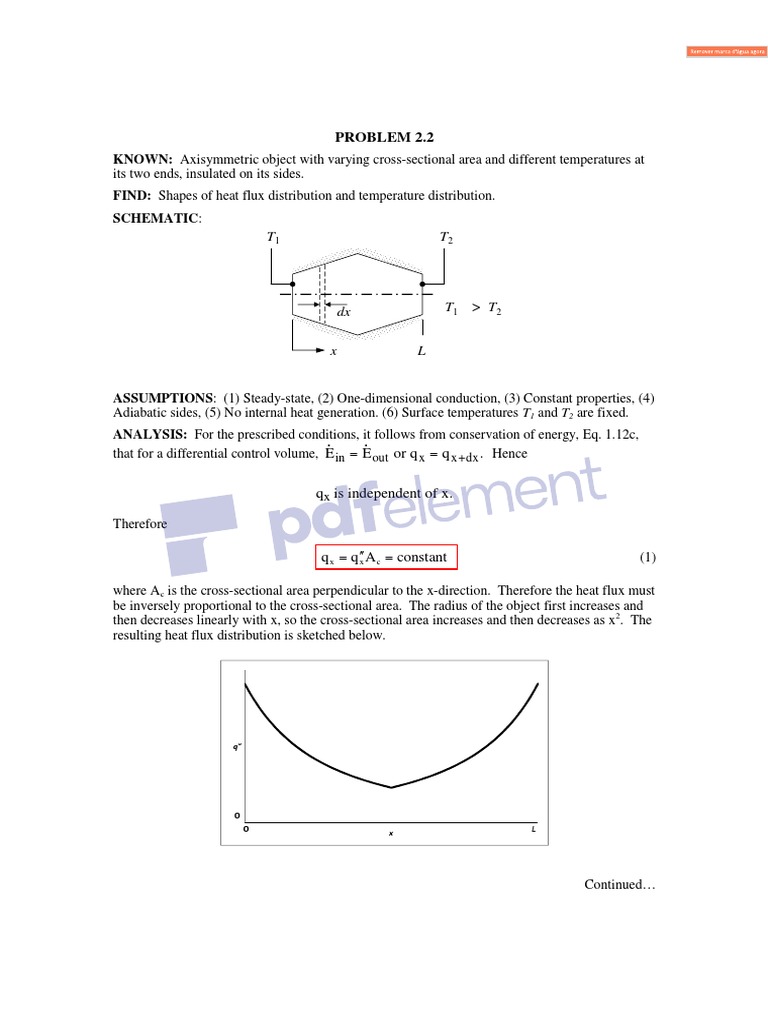 Incropera Ex 2.2 7 Ed. | PDF | Thermal Conduction | Heat