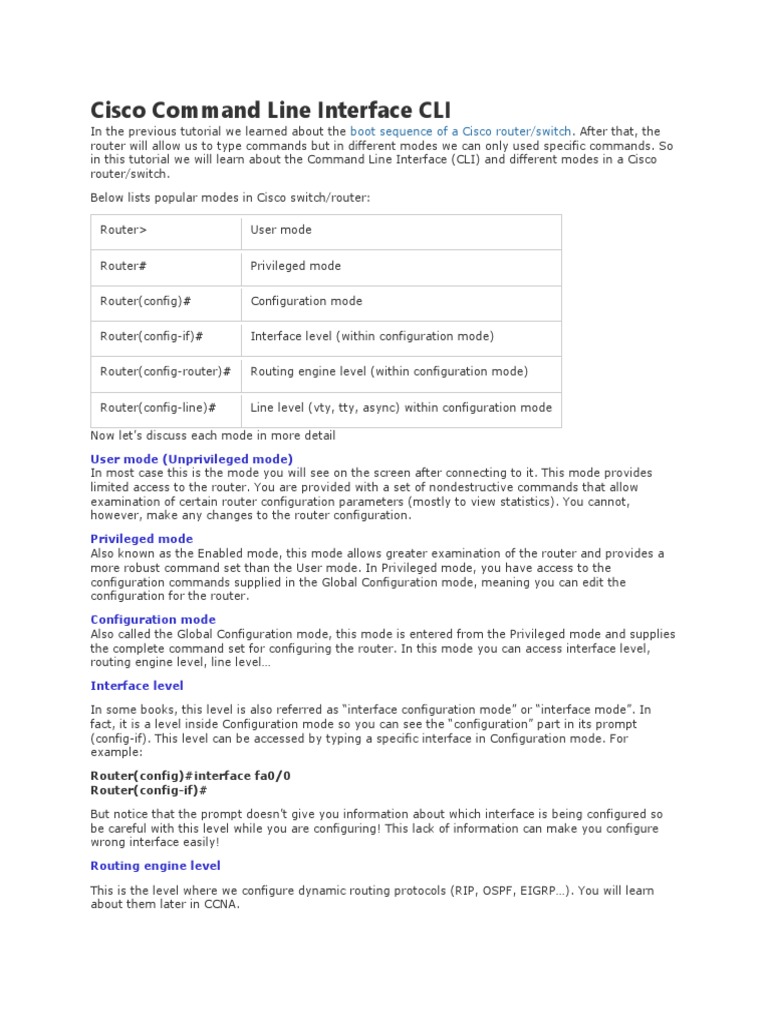 Cisco Command Line Interface Cli Pdf Command Line Interface