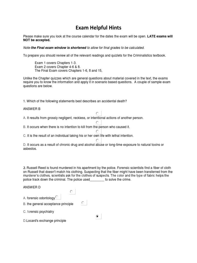 Exam Helpful Hints | PDF