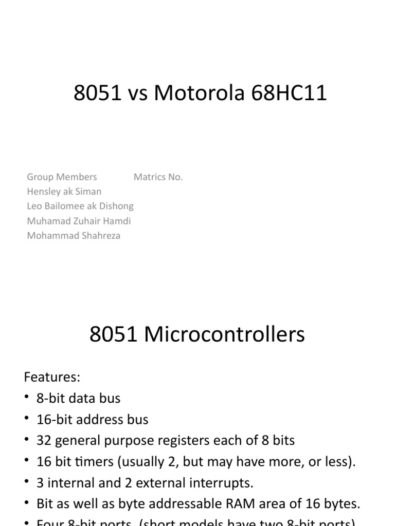8051 Vs Motorola 68HC11 | PDF | Electronic Design | Microcontroller