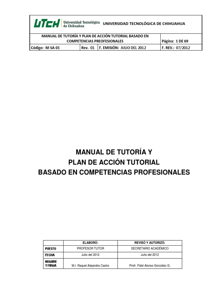 13B Manual de Tutoria y Plan de Acción Tutorial Basado en Competencias PDF | PDF | Maestros ...