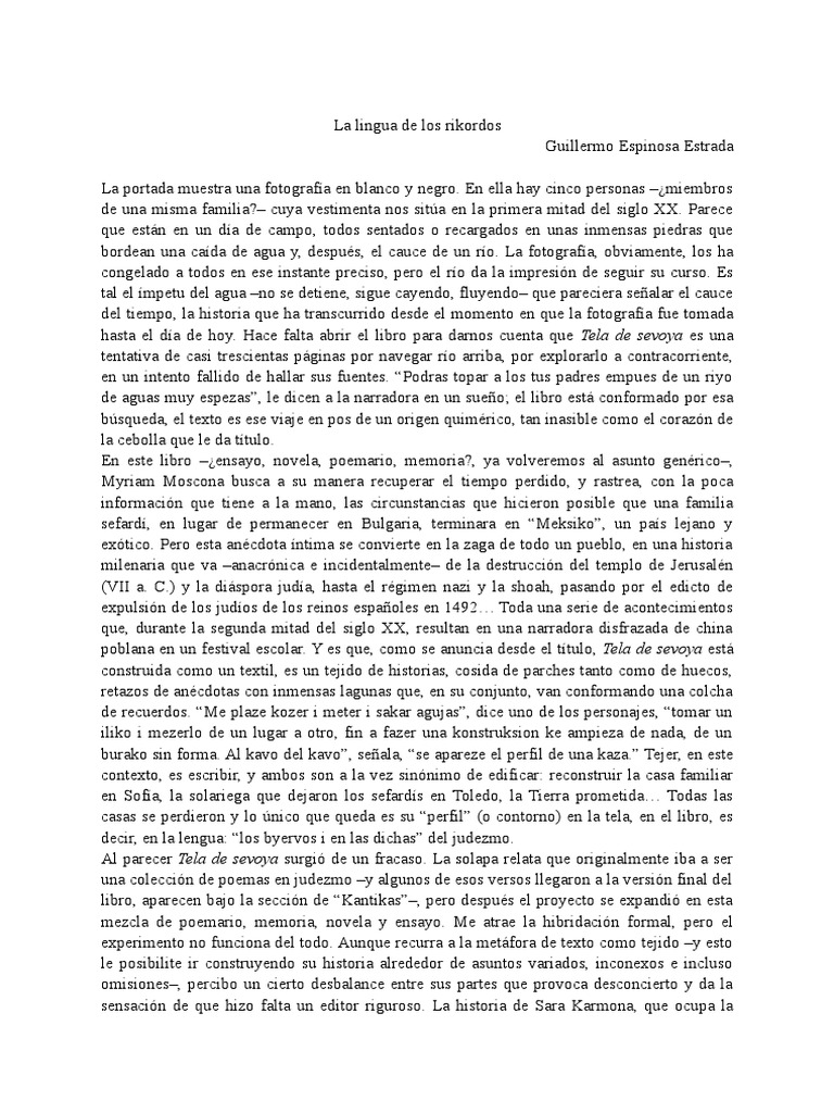 Tela de Sevoya: Memoria y Origen | PDF | Judios | Religión y creencia