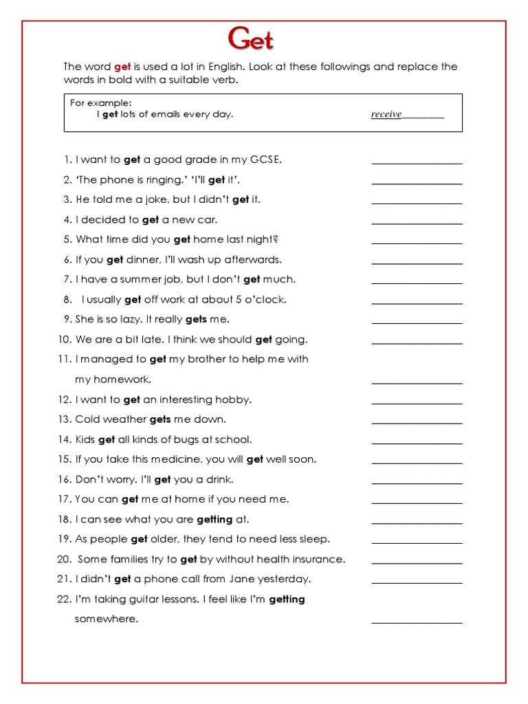 Replace bold verbs with suitable alternatives in this English grammar ...