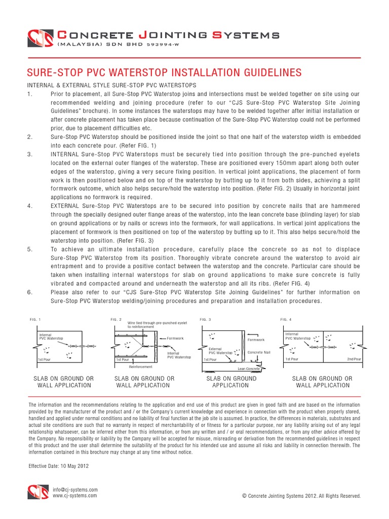 Sure-Stop PVC Waterstop Installation Guidelines | PDF | Concrete ...