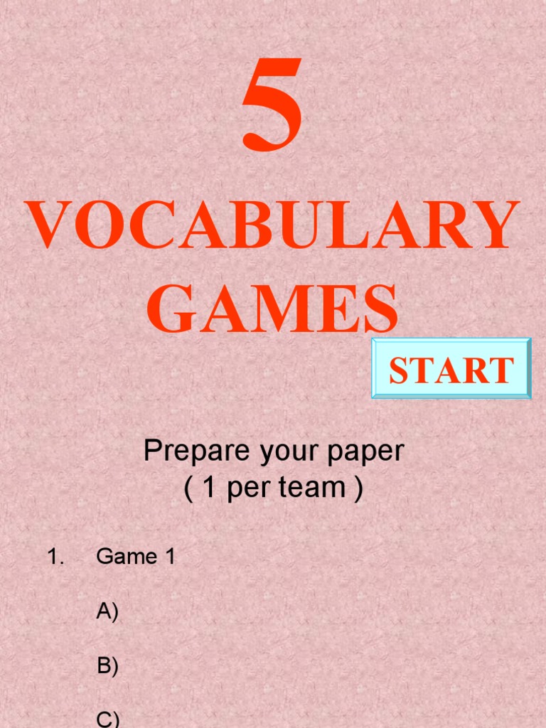 Vocabulary Games | PDF
