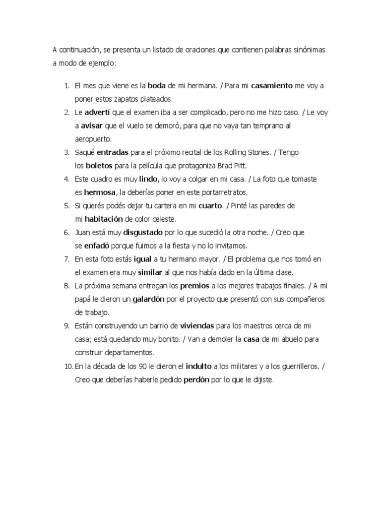 Ejemplos de Palabras Anónimas y Más | PDF