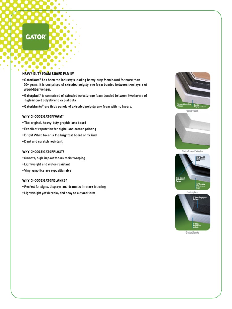 Heavy-Duty Foam Board Family: Gatorfoam | PDF | Polystyrene | Building ...