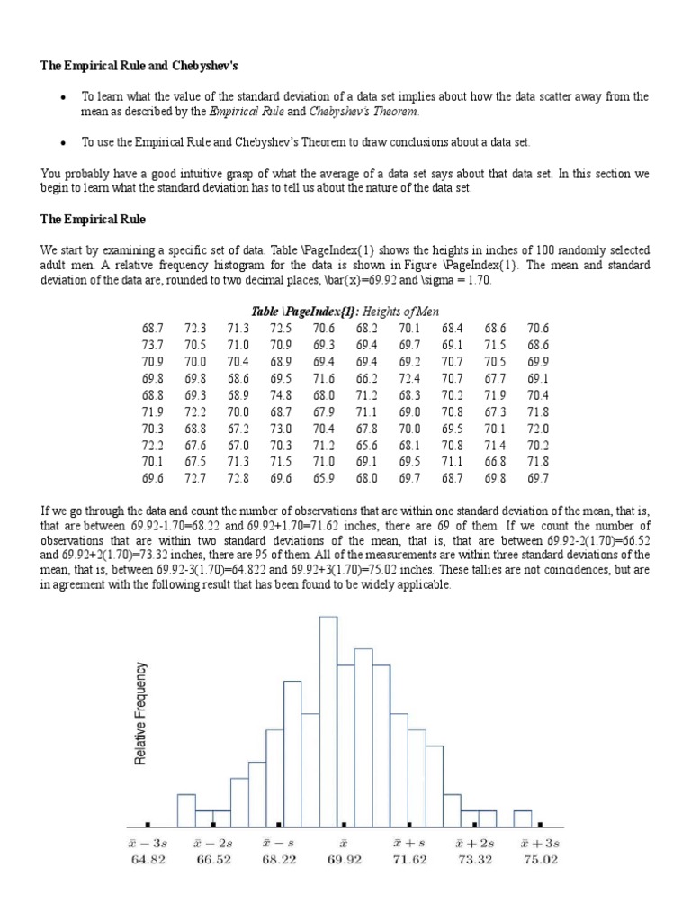 The Empirical Rule and Chebyshev's Theorem Explained | PDF | Standard ...