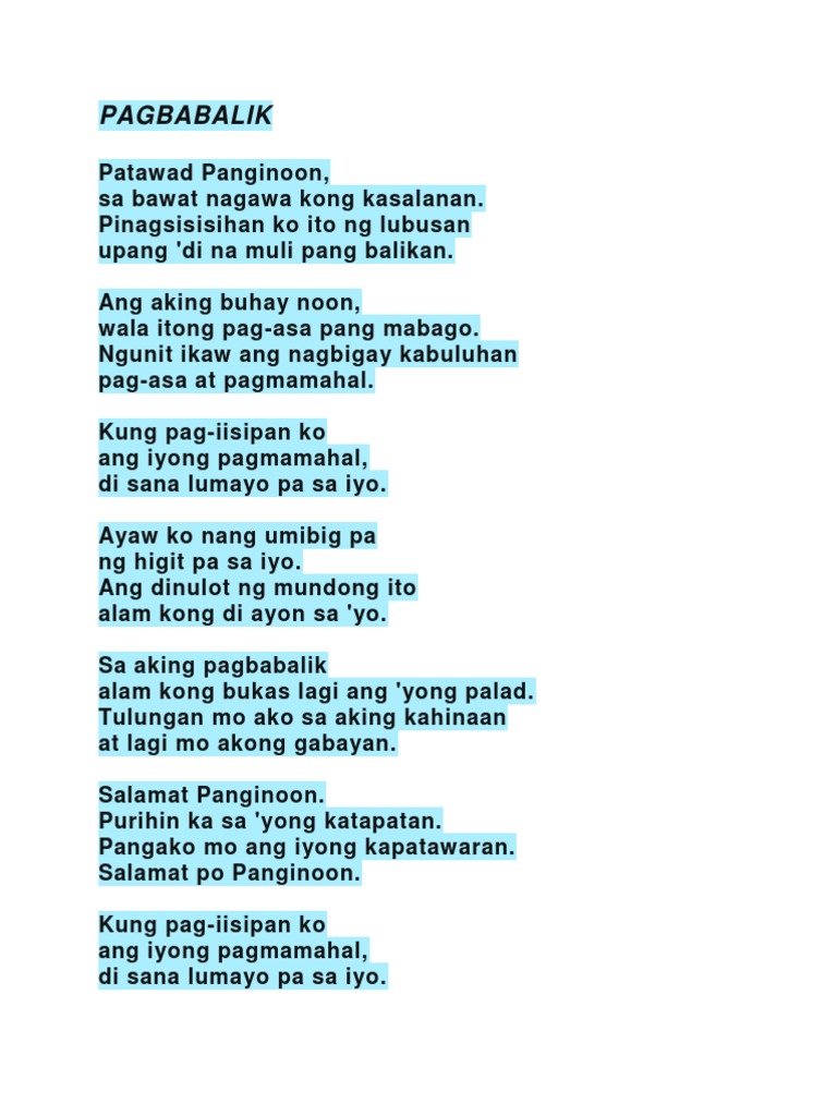 PAGBABALIK | PDF