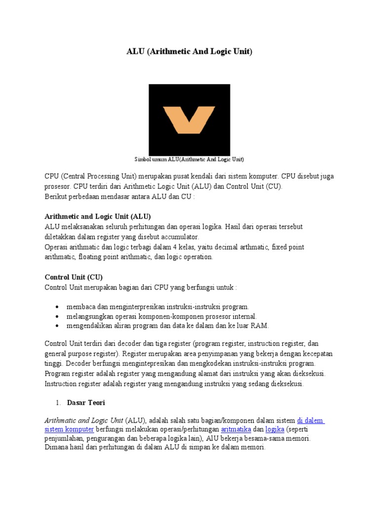 Arithmetic and Logic Unit (ALU) | PDF