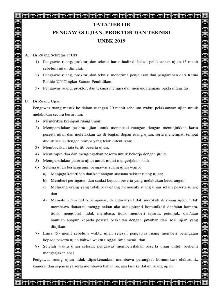 Tata Tertib Pengawas Ujian, Proktor Dan Teknisi | PDF