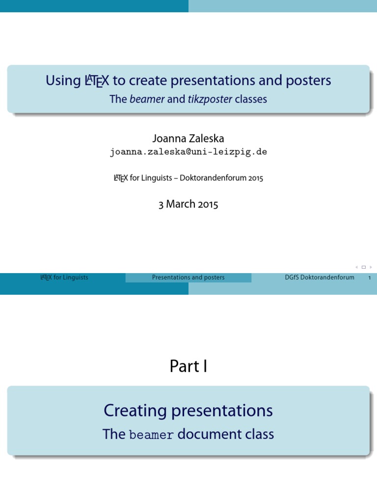 Using LATEX To Create Presentations and PDF | PDF | Te X | Publishing
