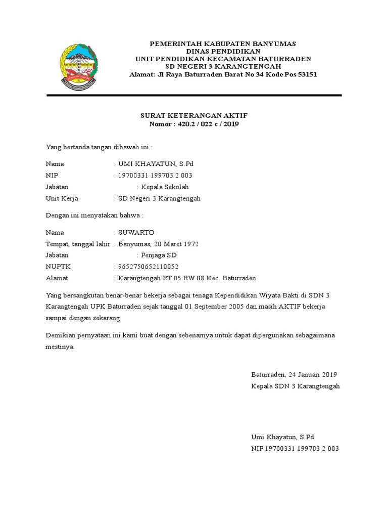 Contoh Suket Aktif Mengajar | PDF