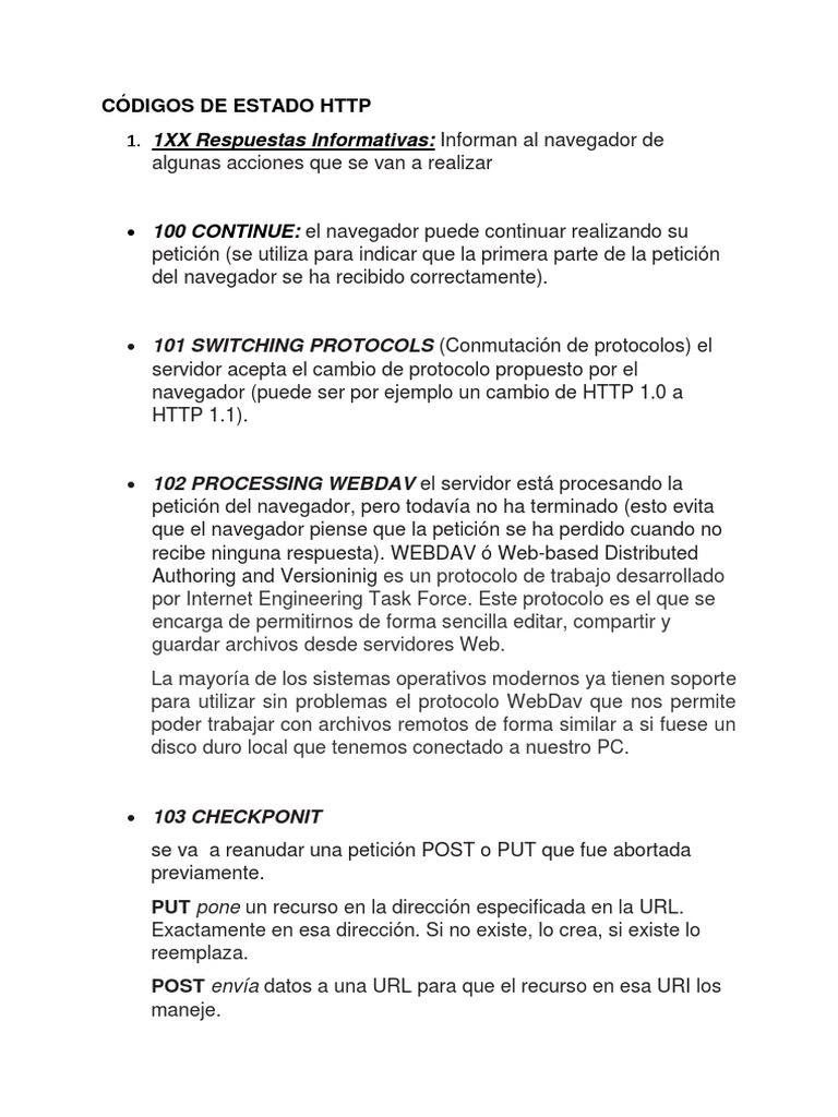 Códigos de Respuesta HTTP | PDF | Protocolo de Transferencia de ...