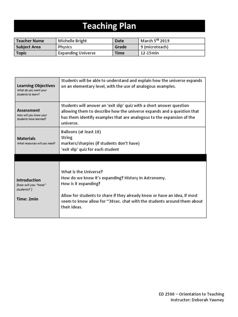 Microteach Lesson | PDF | Universe | Time