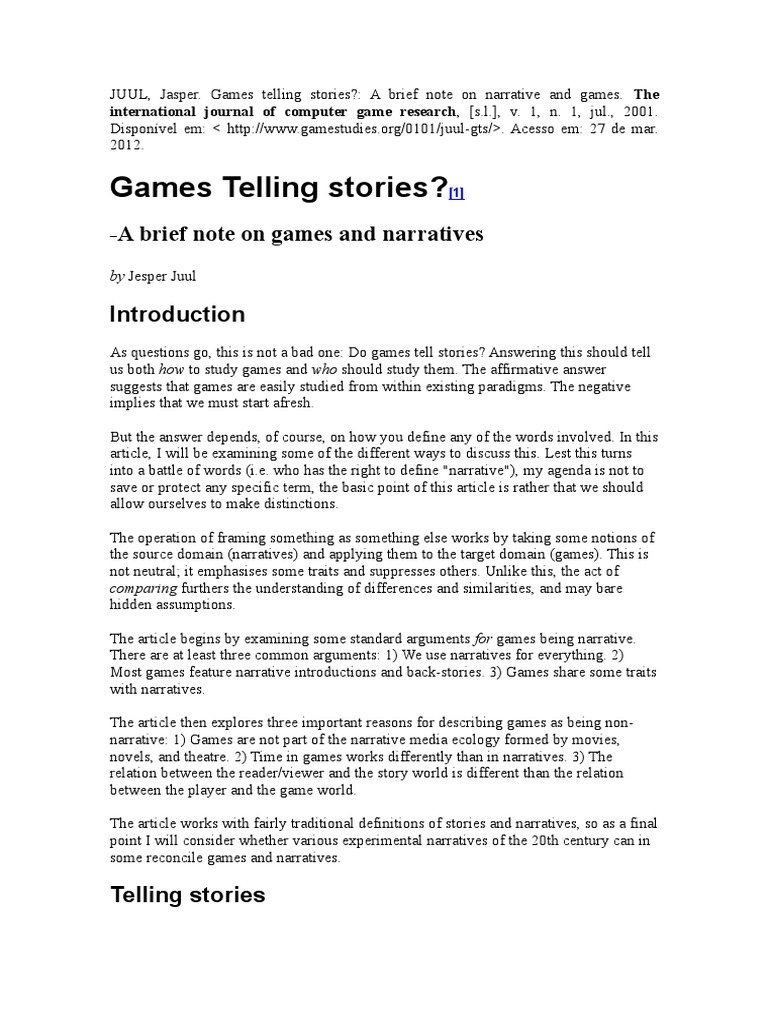 Games Telling Stories | PDF | Narrative | Star Wars