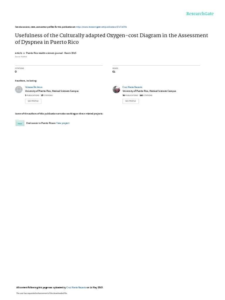 Usefulness of The Culturally Adapted Oxygen-Cost Diagram in The ...