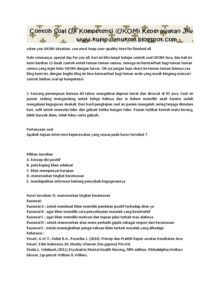 Contoh Soal Ukom | PDF