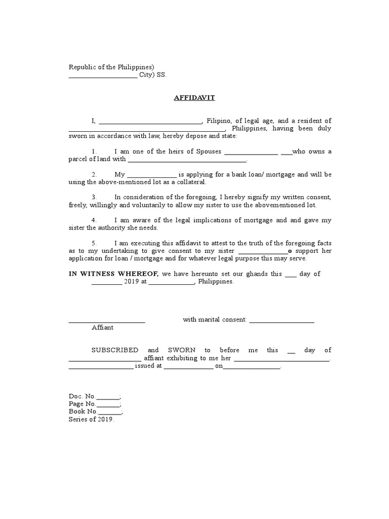 Affidavit For Loan Pdf
