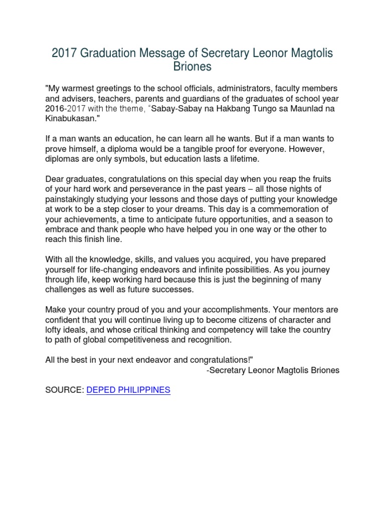2017 Graduation Message | PDF