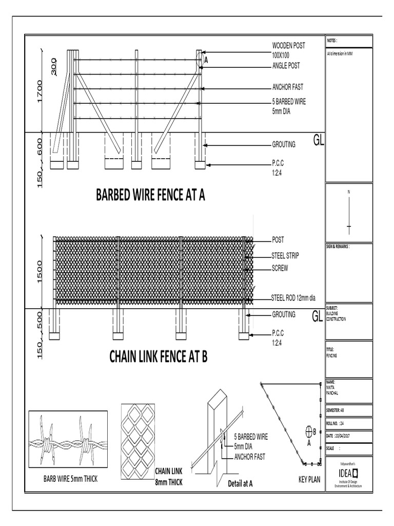 Barbed Wire Fence at A: Wooden Post 100X100 Angle Post Anchor Fast 5 ...